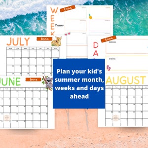Printable SUMMER Planner Bundle for Kids Summer Calendar - Etsy