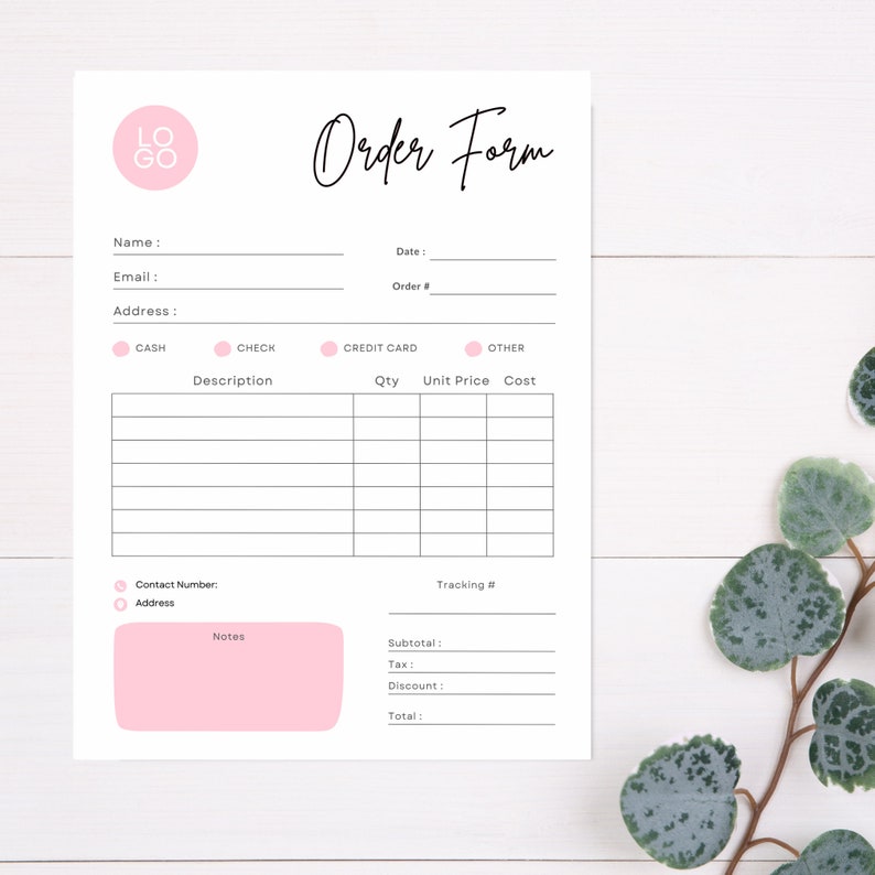 Custom Order Form Template Purchase Order Form Template - Etsy