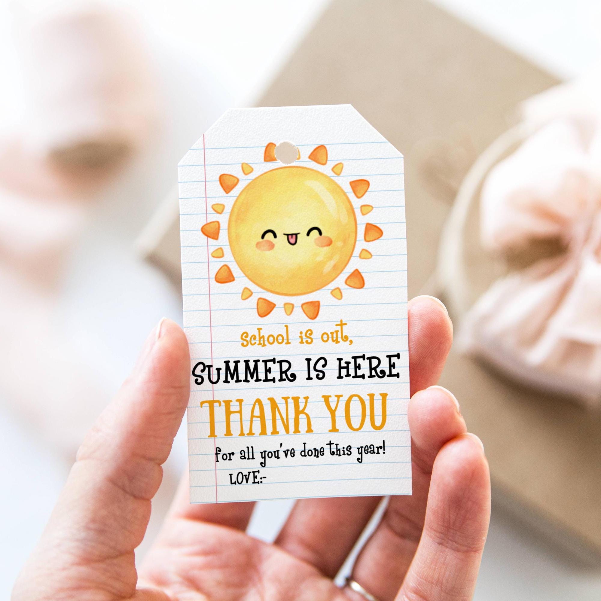 EDITABLE Summer Teacher Appreciation Gift Tag Template, Sun Thank You ...