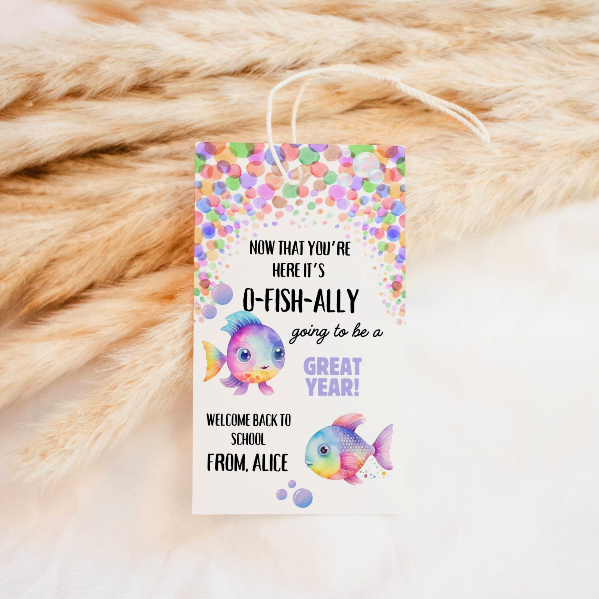 EDITABLE Fish Back to School Tag, Fish First Day of School Tag ...