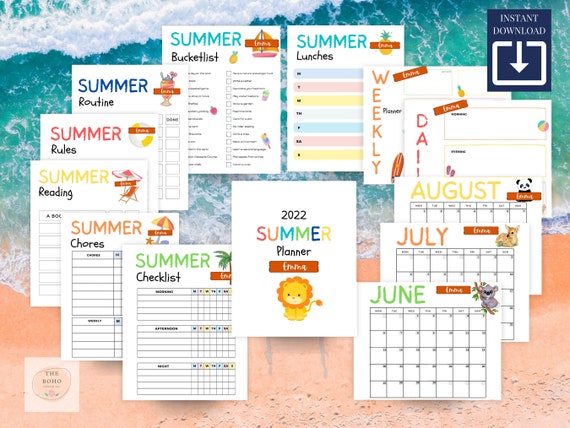 Printable SUMMER Planner Bundle for Kids Summer Calendar - Etsy
