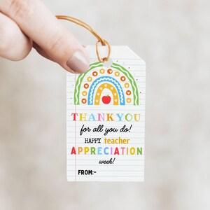 EDITABLE Teacher Appreciation Week Gift Tags Thank You Teacher Gift Tag ...