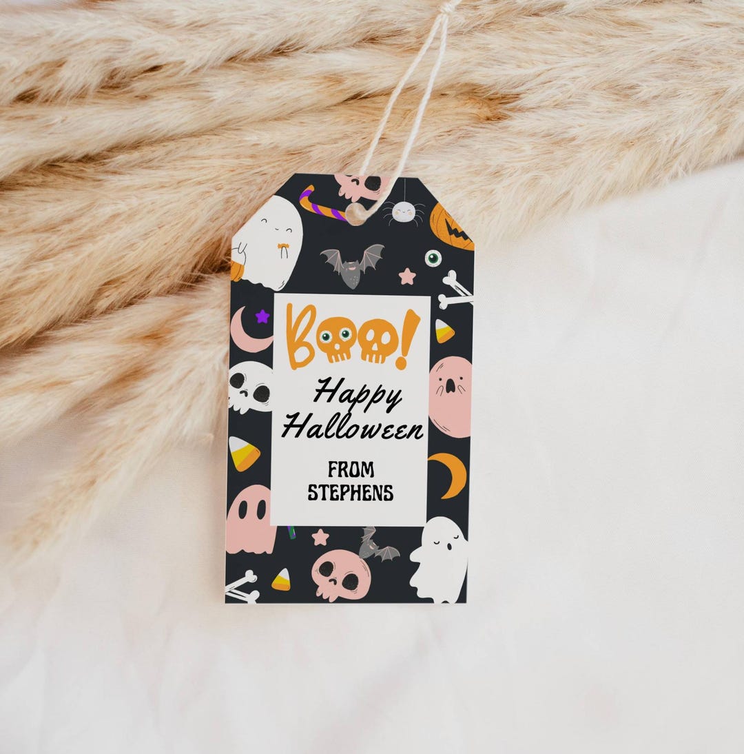 EDITABLE Happy Halloween Gift Tags Trick or Treat Favor Tags, Ghost ...