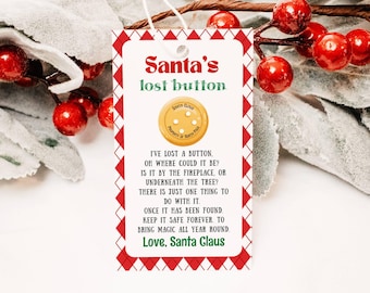 EDITABLE Santa's Lost Button Tag Christmas Lost Button Tag Christmas ...