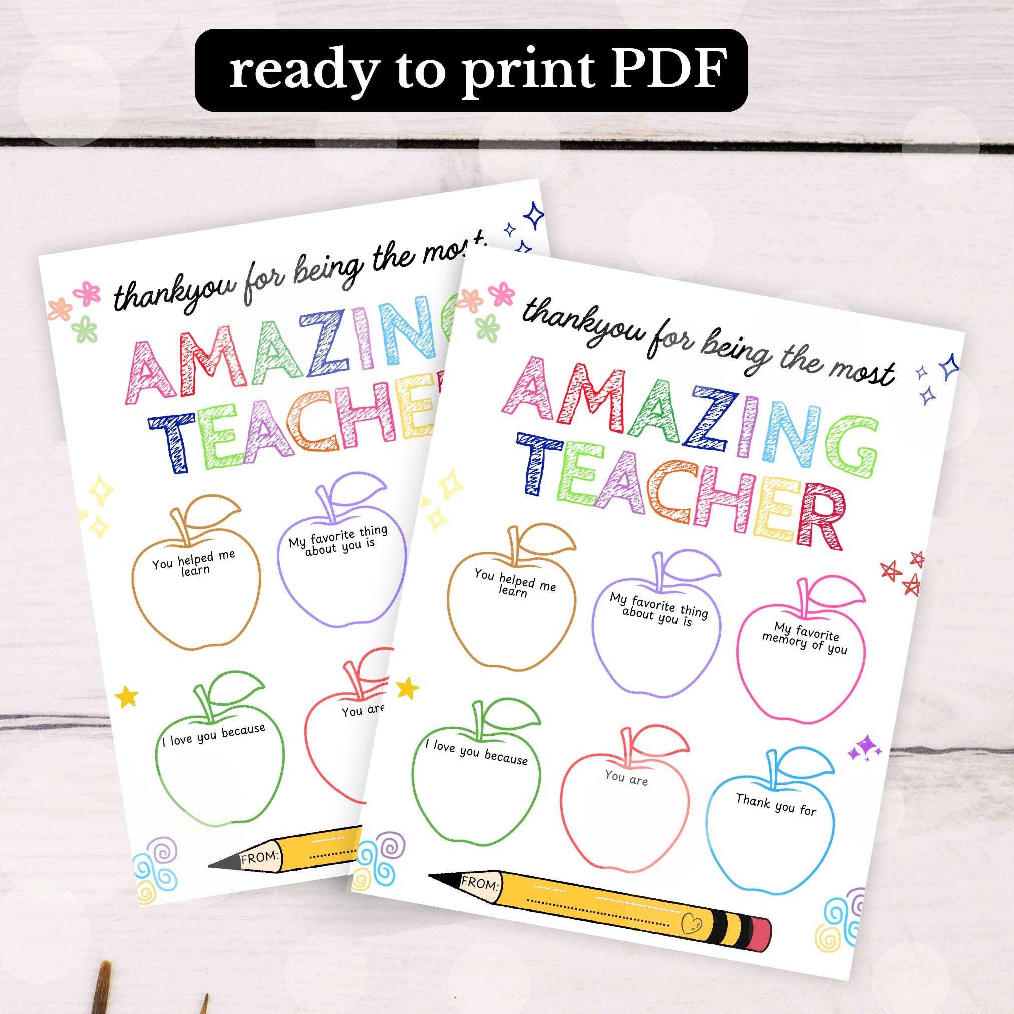 Teacher Appreciation Week, Printable Teacher Appreciation Gift, Thank ...
