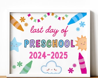 Last Day of School Sign Printable Last Day of Pre-k Signs School Photo ...