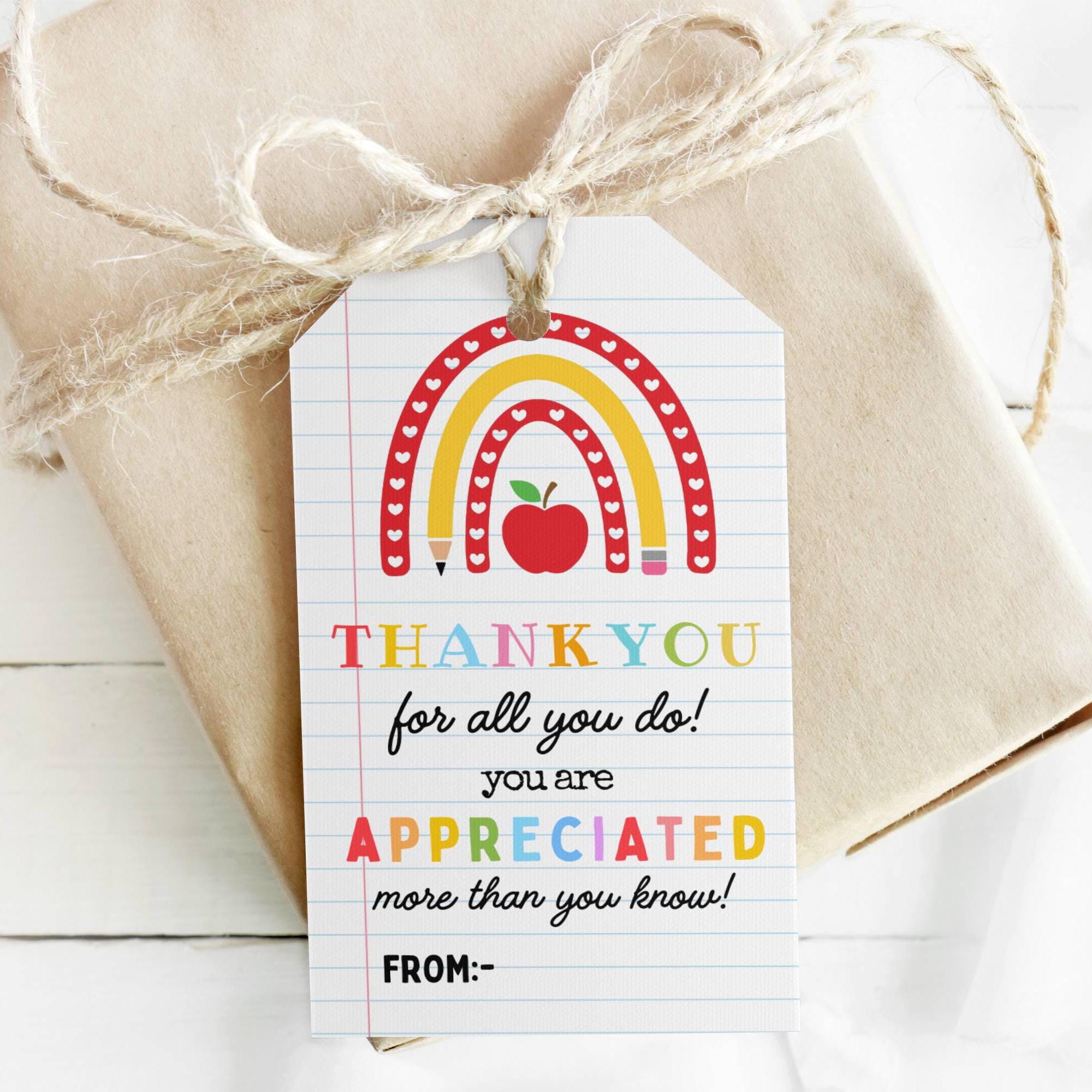 EDITABLE Teacher Appreciation Week Gift Tags Thank You Teacher Gift Tag ...