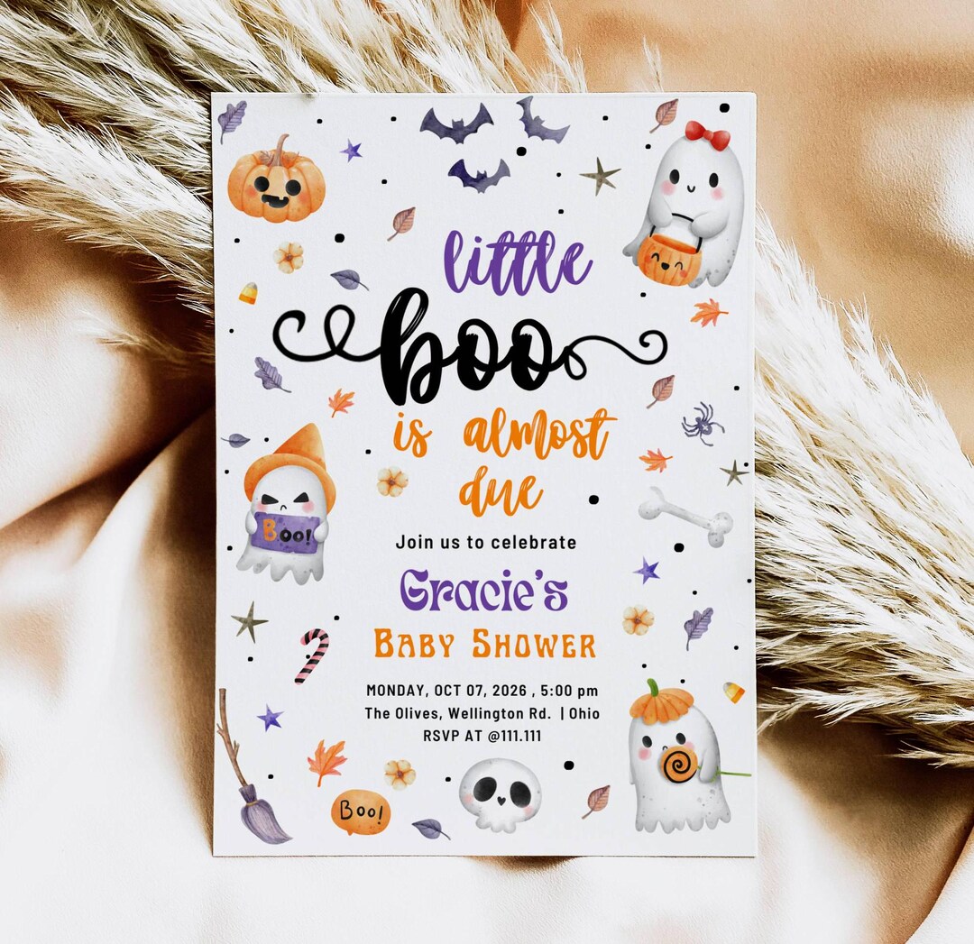 EDITABLE Little Boo Baby Shower Invitation Gender Neutral Ghost Baby ...