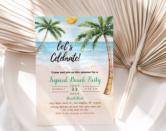 Beach Party Invitation Template Lets Celebrate Beach Invite Printable ...