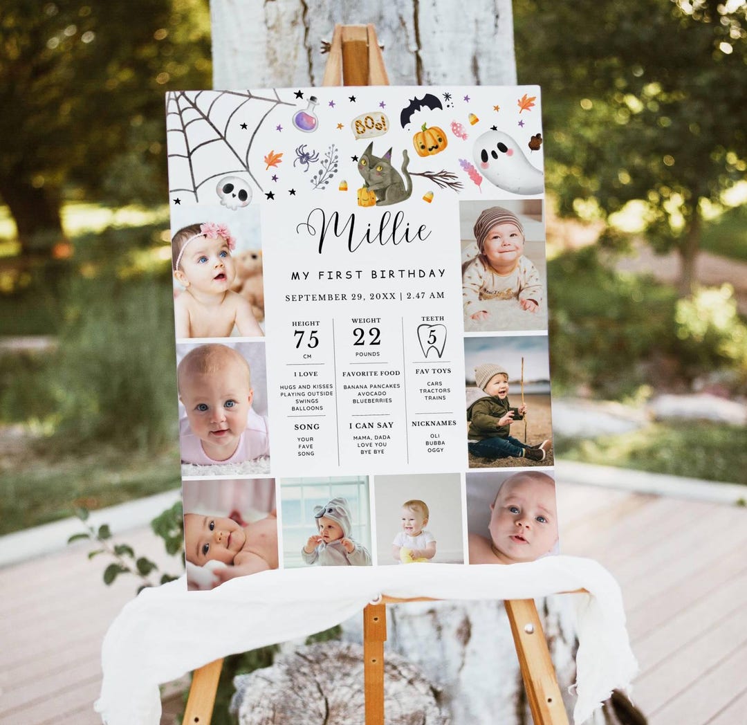 EDITABLE Halloween First Birthday Milestone Sign, Spooky 1st Birthday ...