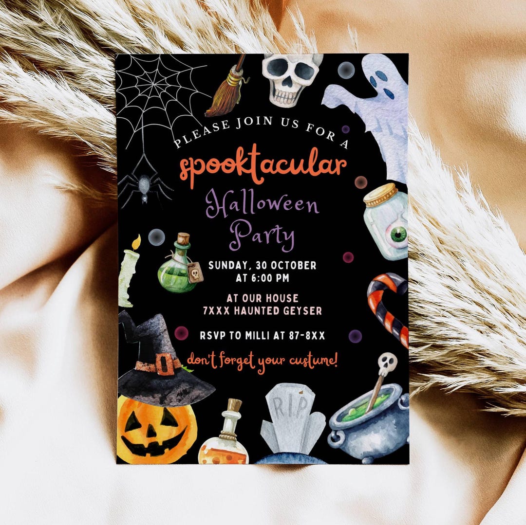 EDITABLE Halloween Invitation, Halloween Party Invitation, Halloween ...