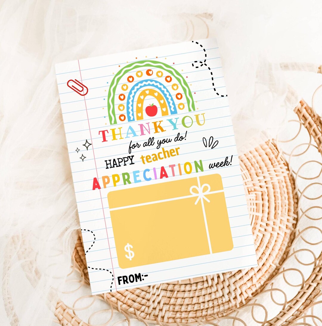 EDITABLE Teacher Appreciation Week Gift Card Holder, Printable Happy ...