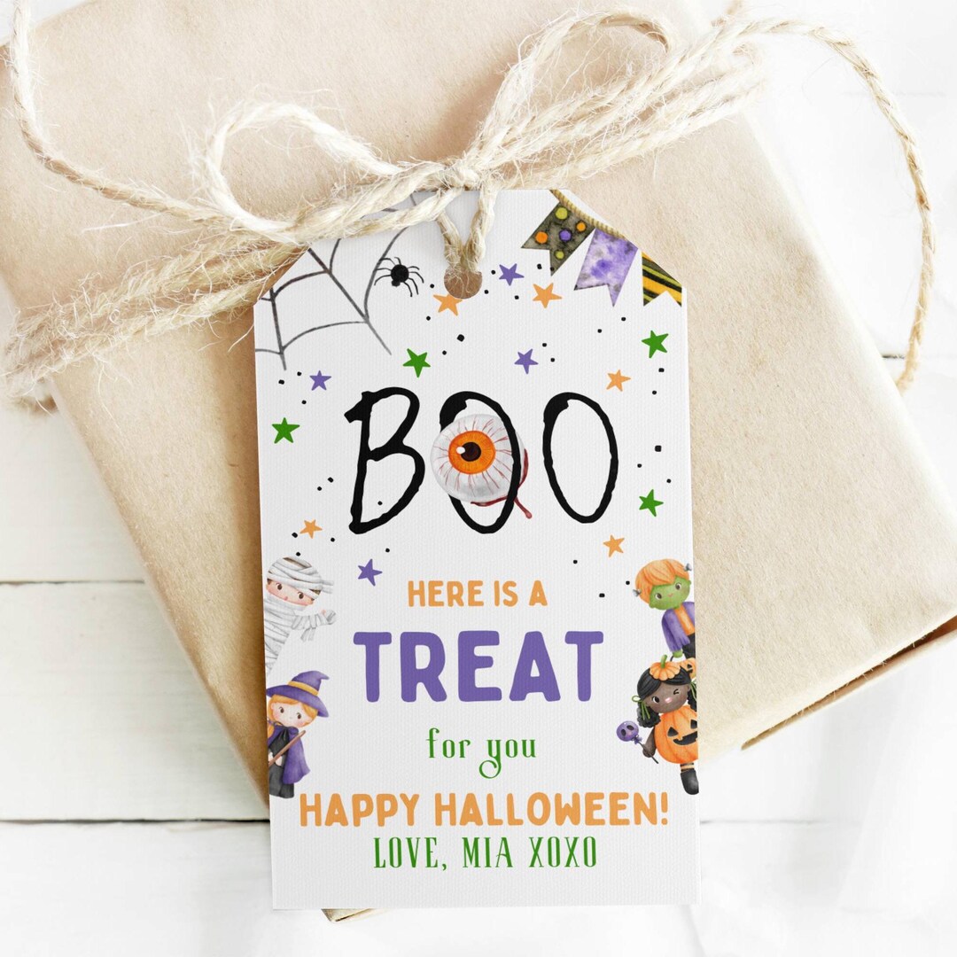 EDITABLE Halloween Favor Tags Boo Gift Tag Costume Party Trick or Treat ...