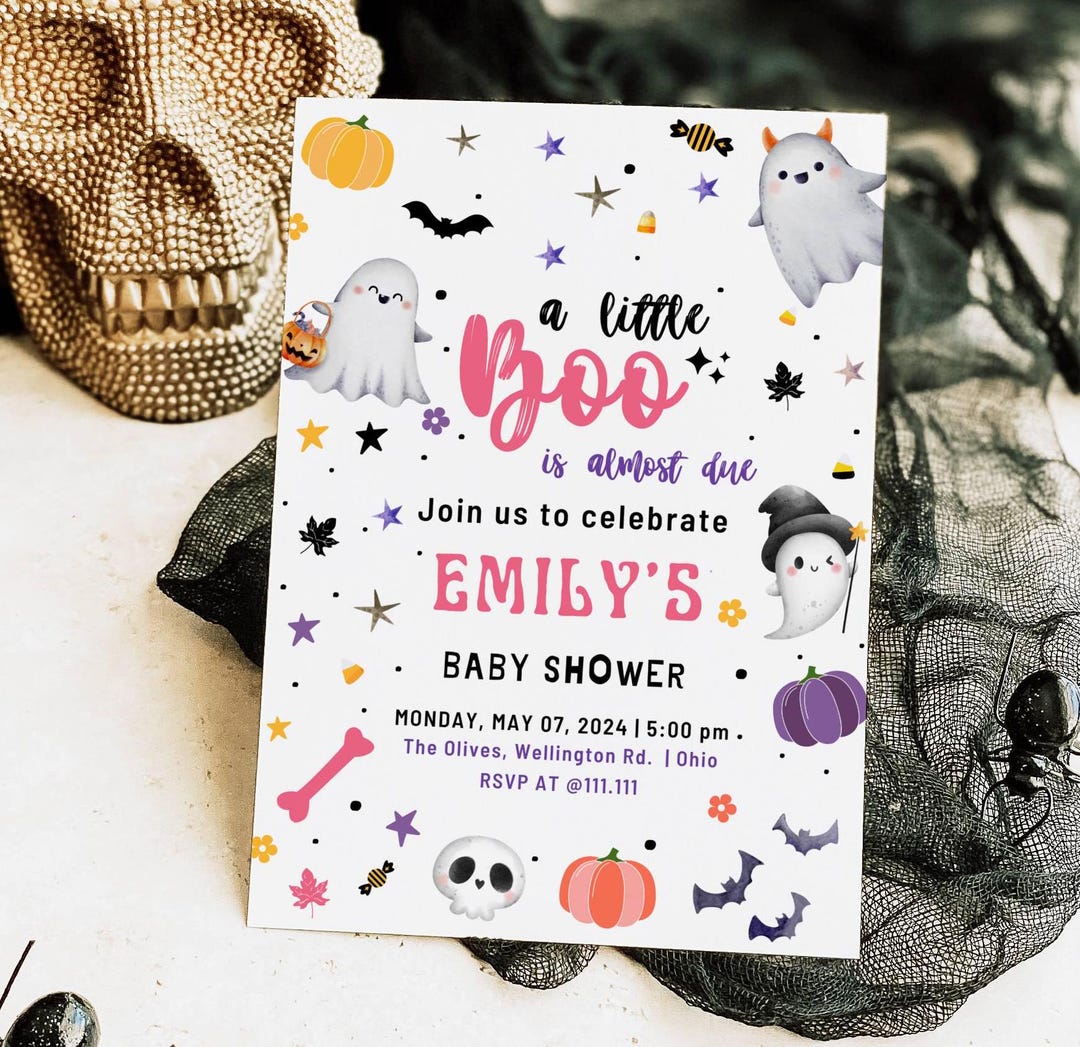 EDITABLE Little Boo Baby Shower Invitation Pink Ghost Girl Baby Shower ...