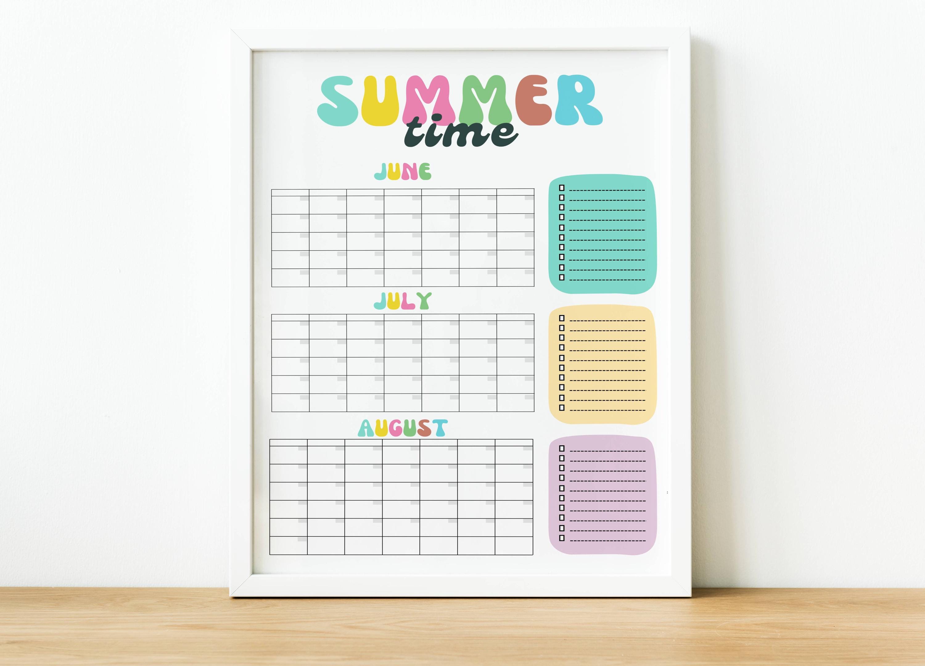 Printable Huge 2026 Summer Calendar, Large Summer Planner Poster ...