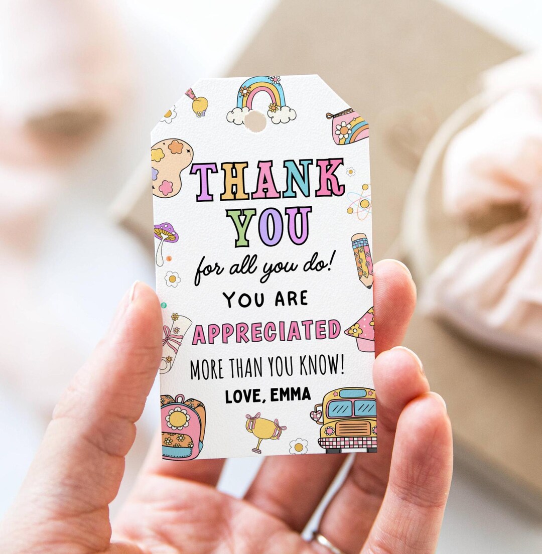 EDITABLE Teacher Appreciation Week Gift Tags Thank You Teacher Gift Tag ...