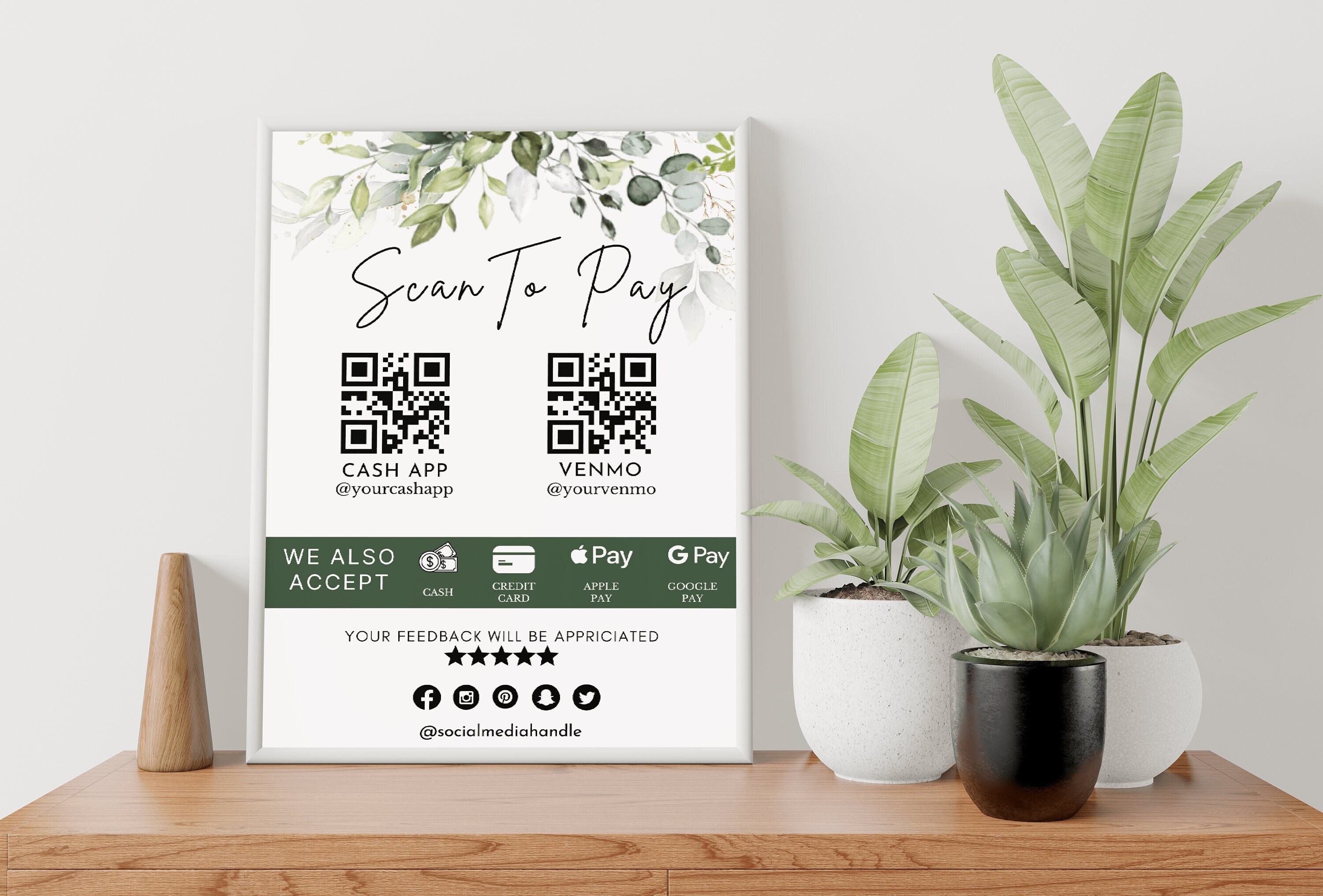 Printable Scan to Pay Template Editable Scan to Pay Sign - Etsy