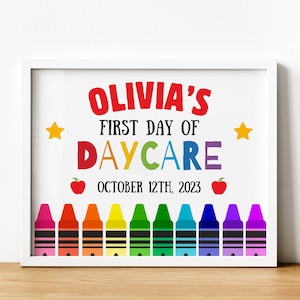 EDITABLE First Day of Daycare Sign Template, Personalized Back to ...