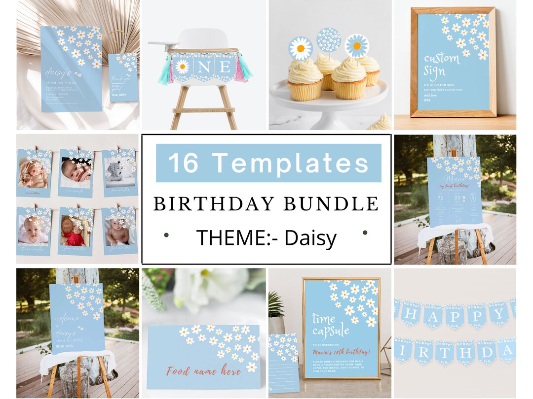 Retro Daisy Birthday Party Invitation Ultimate Bundle Daisy Birthday ...