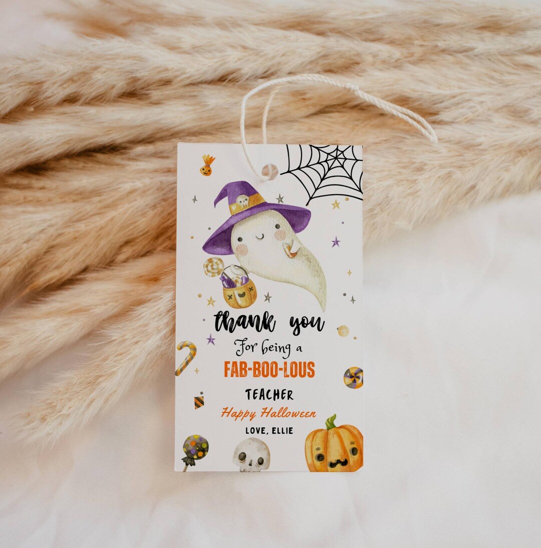 EDITABLE You Are Fab-boo-lous Tag Halloween Favor Tag, Cute Ghost Gift ...