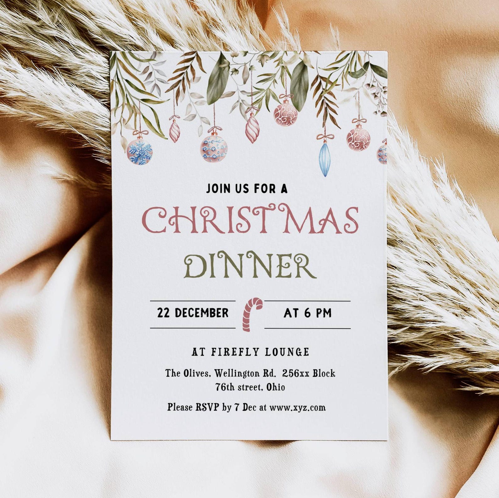 EDITABLE Neutral Boho Christmas Party Invitation Christmas Party Invite ...