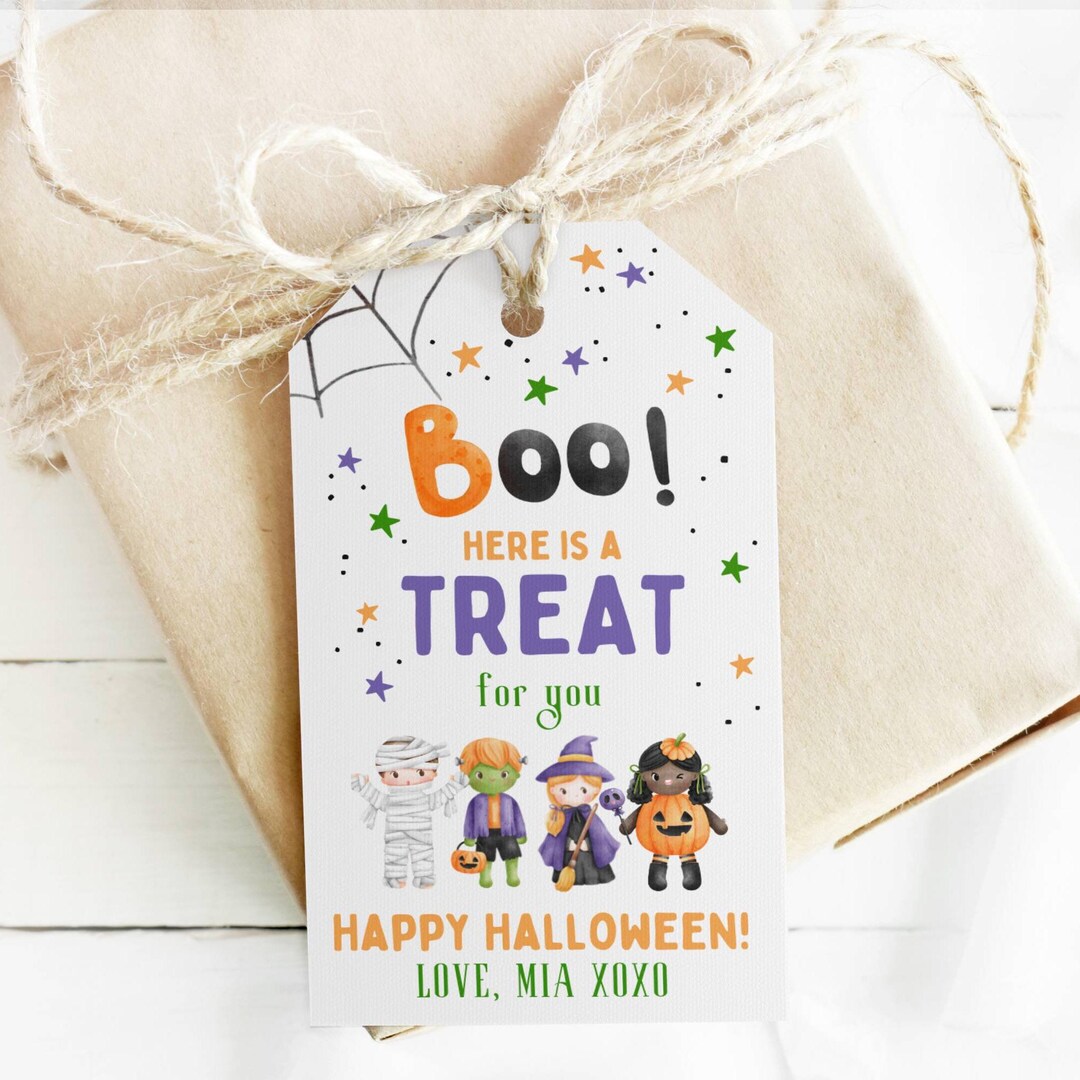 EDITABLE Halloween Favor Tag Template, Boo Gift Tags, Trick or Treat ...