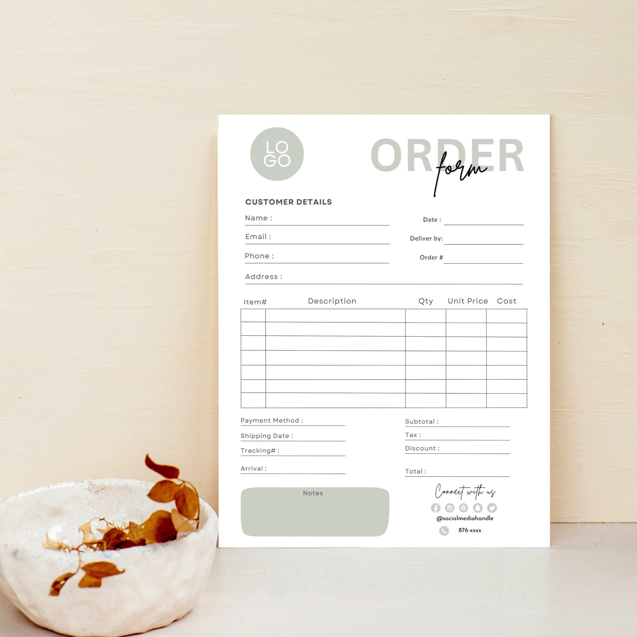 Custom Order Form Template Purchase Order Form Template - Etsy
