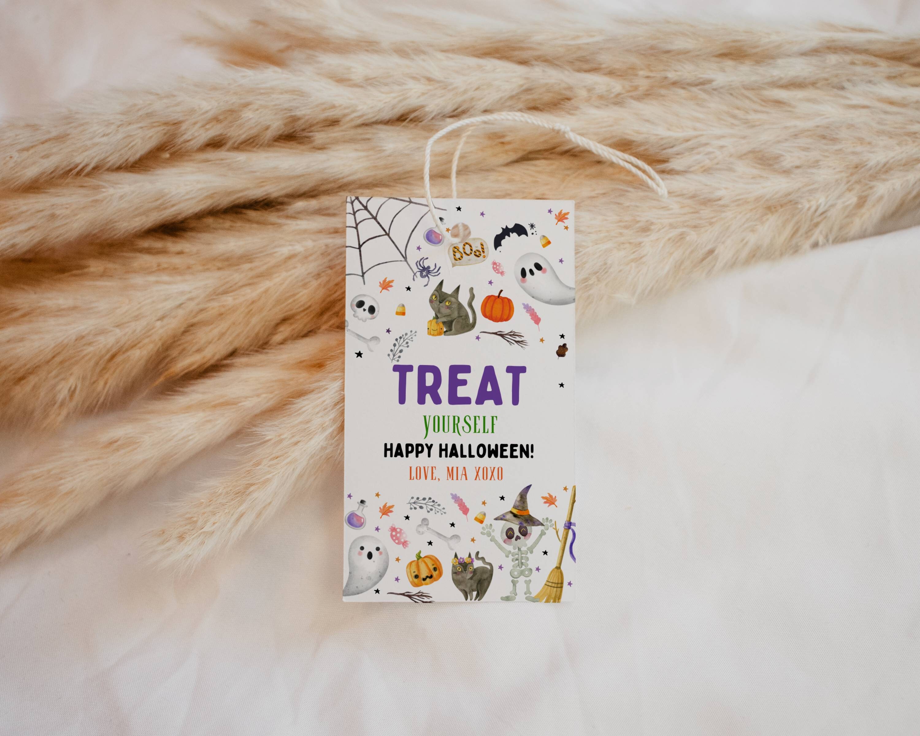 EDITABLE Halloween Favor Tag Template, Printable Treat Yourself Gift ...