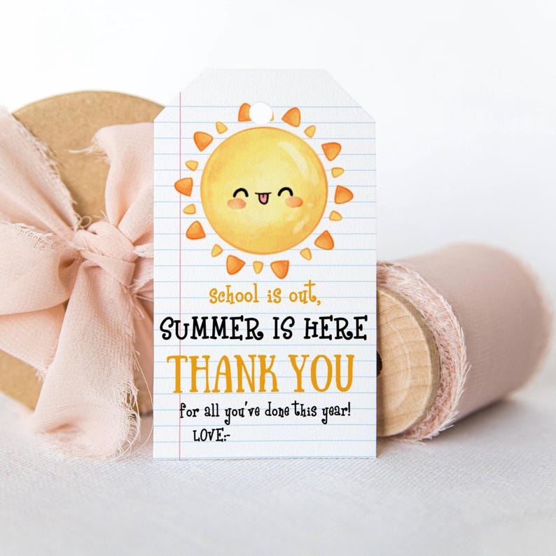 EDITABLE Summer Teacher Appreciation Gift Tag Template, Sun Thank You ...
