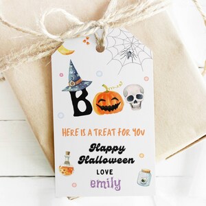 EDITABLE Halloween Favor Tag Template, Boo Gift Tags, Trick or Treat ...