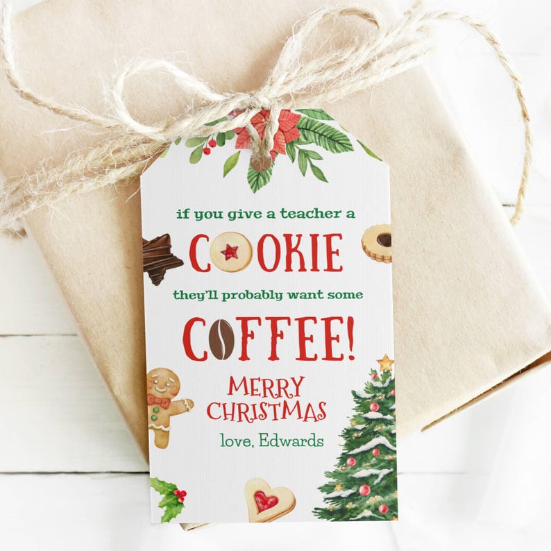 EDITABLE Teachers Appreciation Christmas Gift Tag Teacher Holiday ...