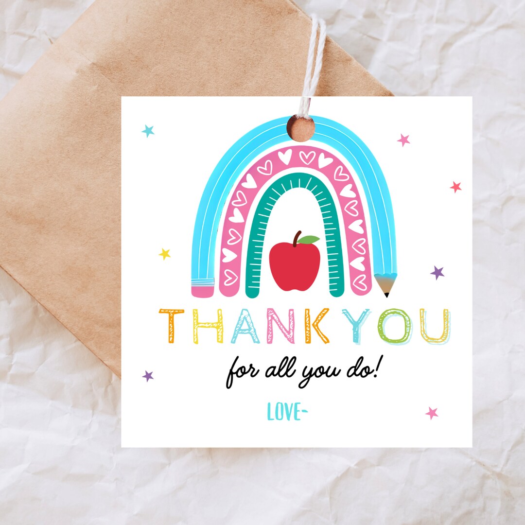 EDITABLE Teacher Appreciation Week Gift Tags Thank You Teacher Gift Tag ...