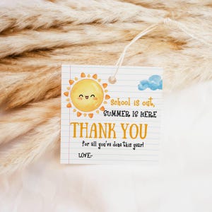EDITABLE Summer Teacher Appreciation Gift Tag Template, Sun Thank You ...