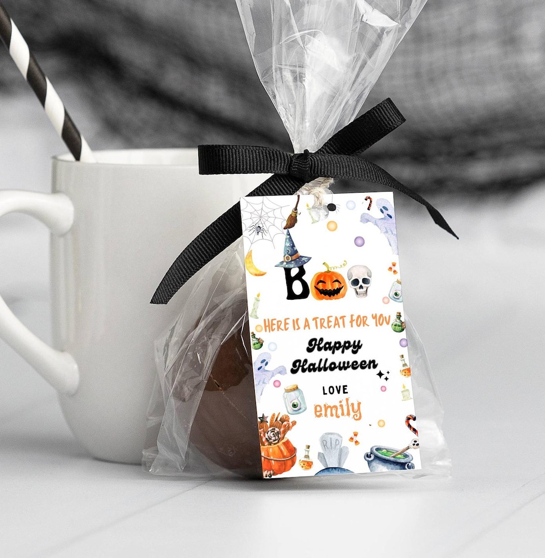 EDITABLE Halloween Favor Tag Template, Boo Gift Tags, Trick or Treat ...
