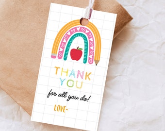 Editable Teacher Appreciation Week Gift Tags Thank You Teacher Gift Tag ...