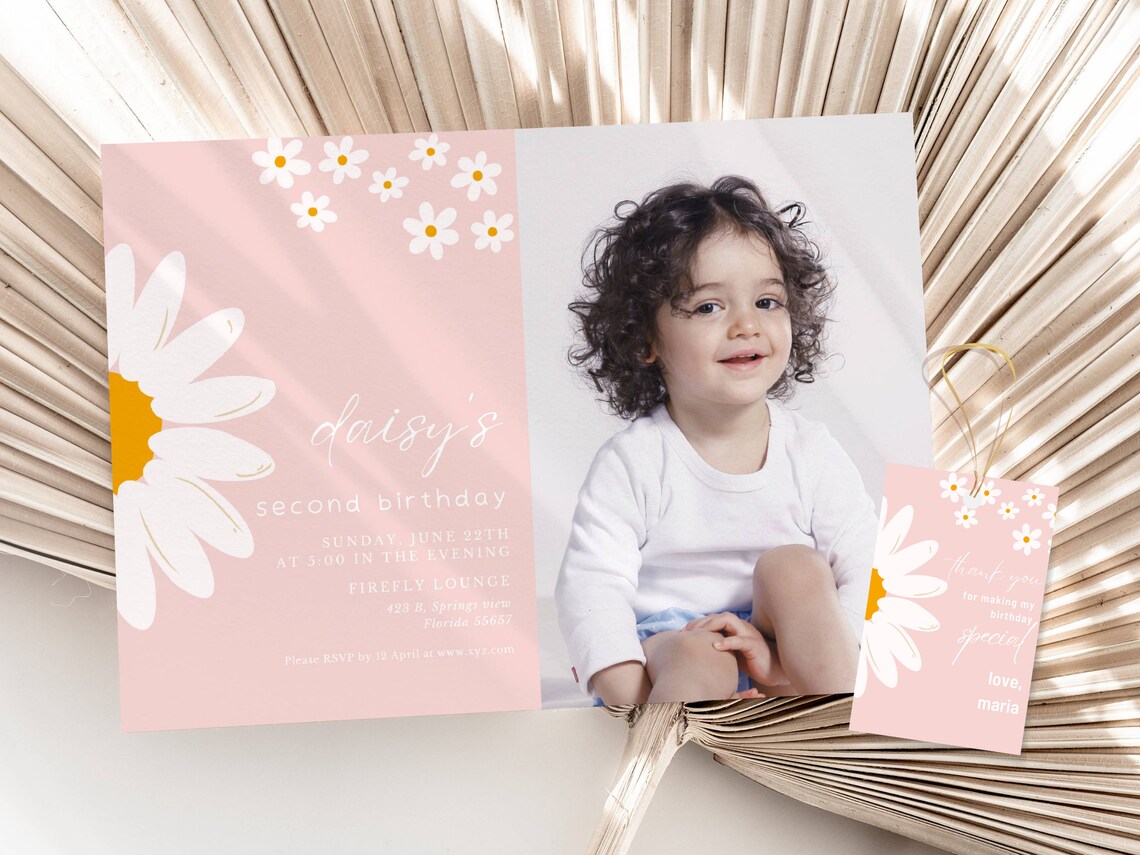 Retro Daisy Birthday Party Invitations Daisy Birthday - Etsy