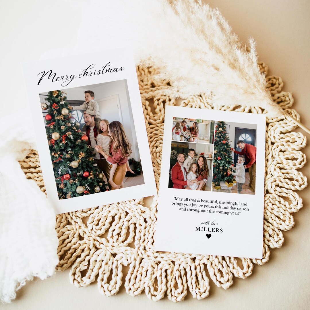 EDITABLE Boho Holiday Card Photo Christmas Card Template Printable ...