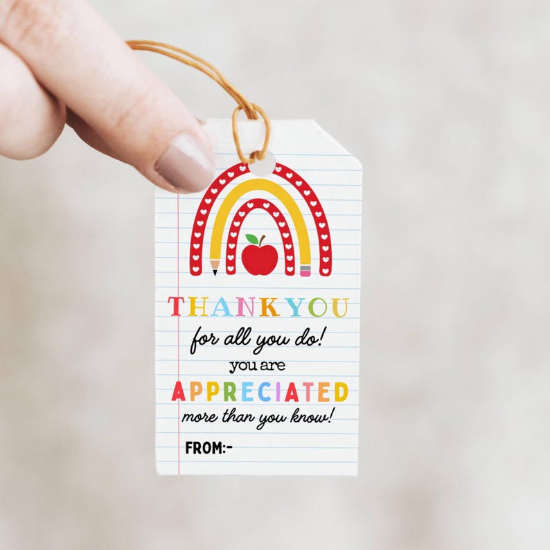 EDITABLE Teacher Appreciation Week Gift Tags Thank You Teacher Gift Tag ...