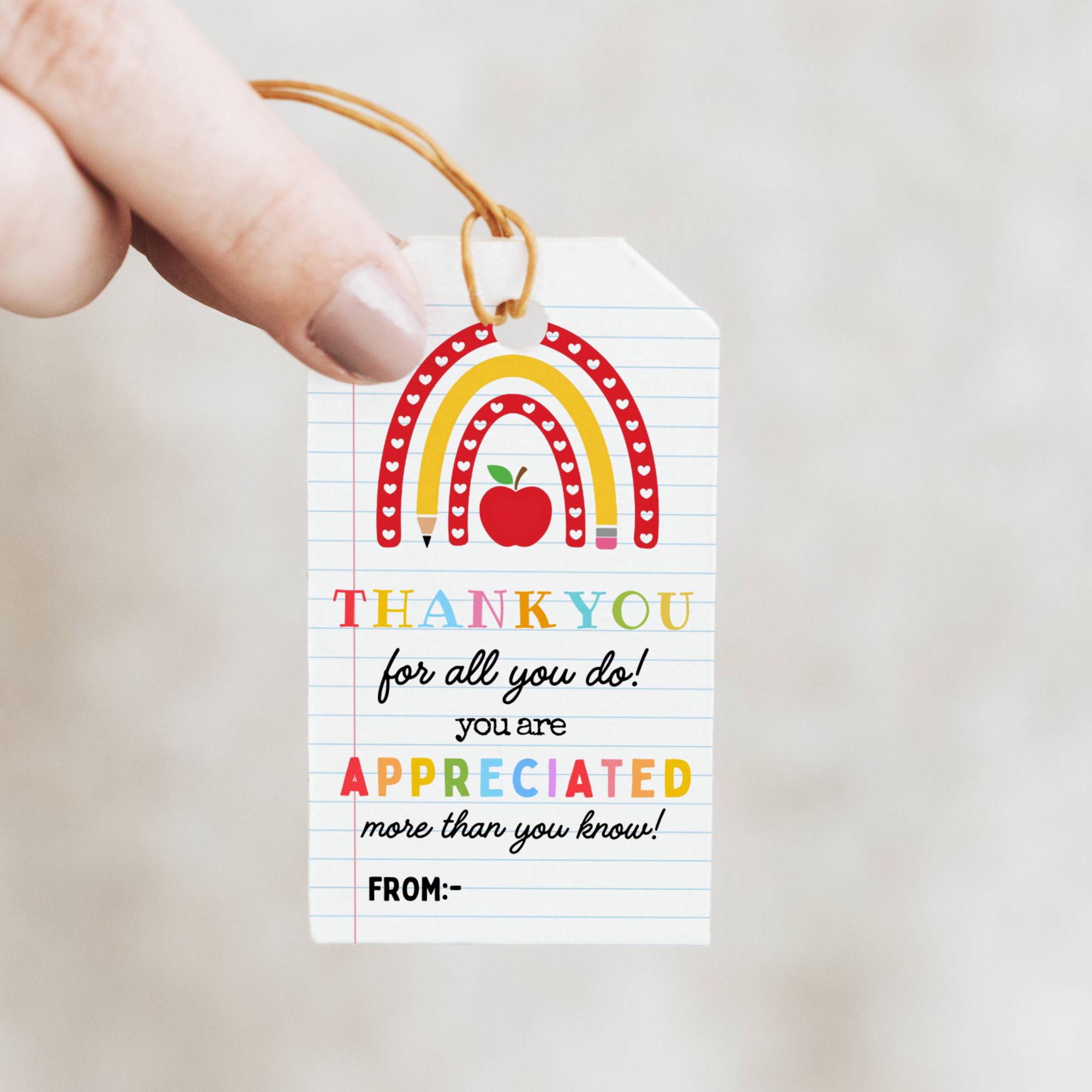 EDITABLE Teacher Appreciation Week Gift Tags Thank You Teacher Gift Tag ...