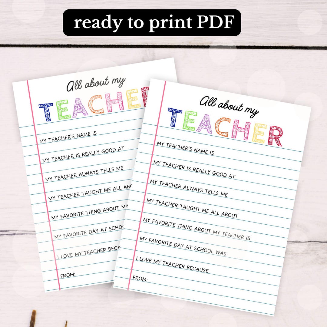 Teacher Appreciation, Printable Teacher Appreciation Week Gift, Thank ...