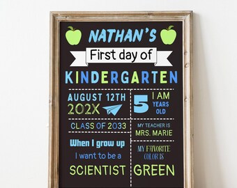Chalkboard Back to School Sign Canva Template, Editable First Day of ...