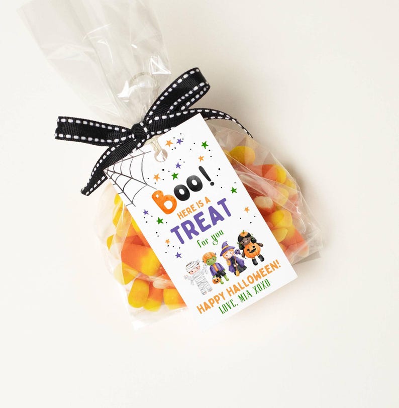 EDITABLE Halloween Favor Tags Boo Gift Tag Costume Party Trick or Treat ...