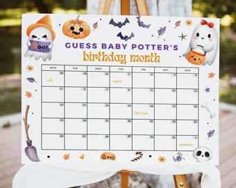 Editable Little Boo Baby Shower Due Date Calendar Game Halloween Ghost ...