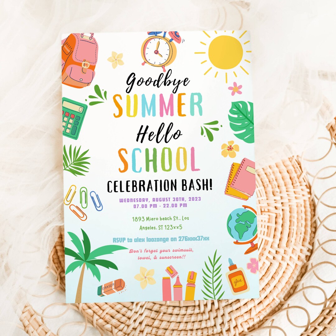 EDITABLE Back of School Party Invitation Hello School so Long Summer ...