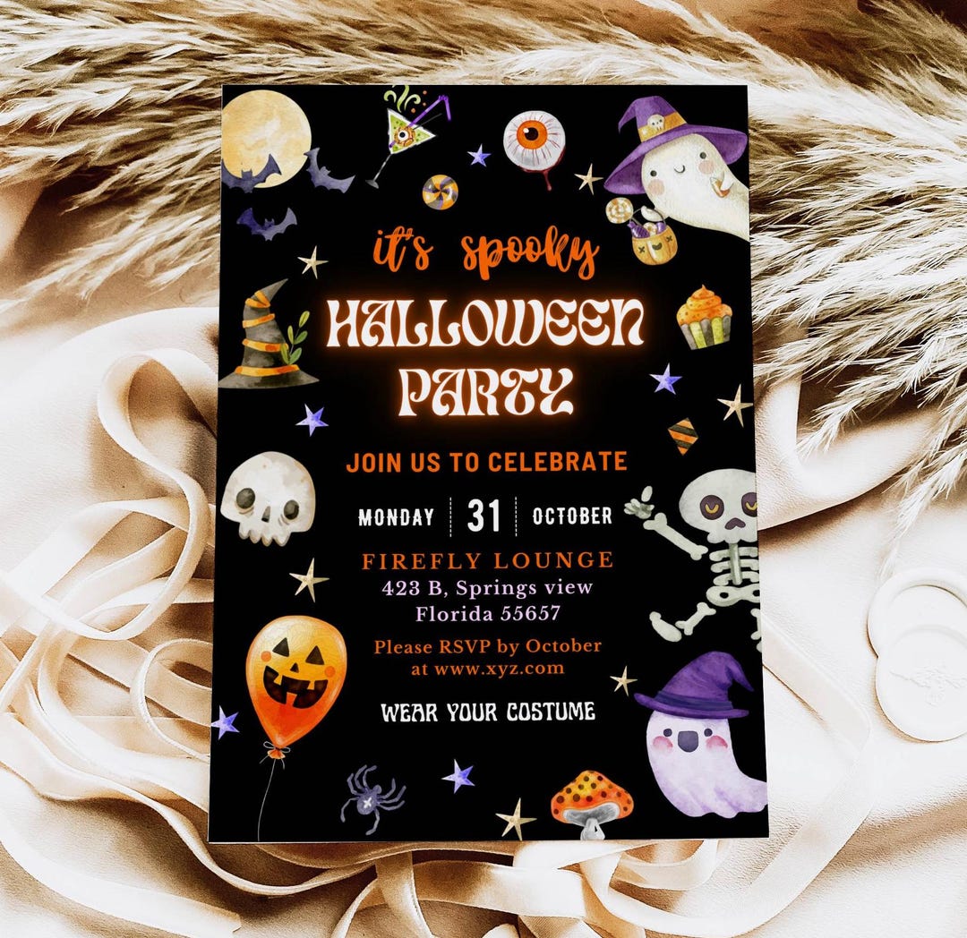 EDITABLE Halloween Invitation Party, Ghost Party Invitation Template ...