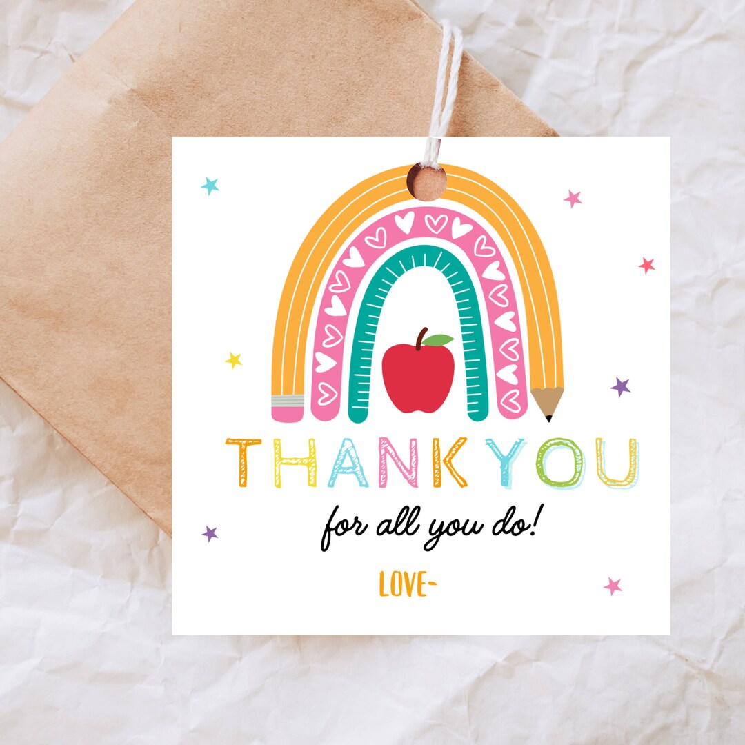 EDITABLE Teacher Appreciation Week Gift Tags Thank You Teacher Gift Tag ...