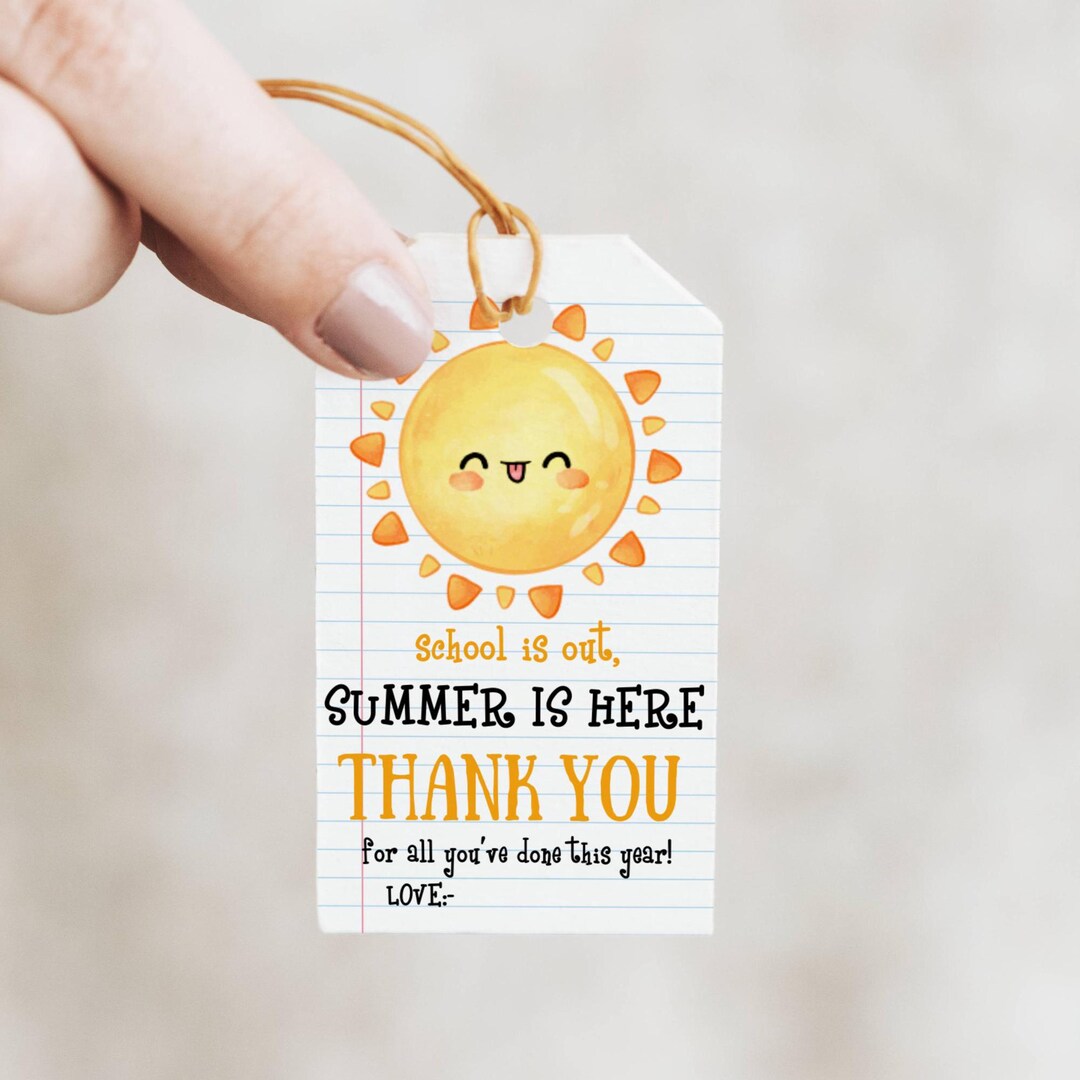 EDITABLE Summer Teacher Appreciation Gift Tag Template, Sun Thank You ...