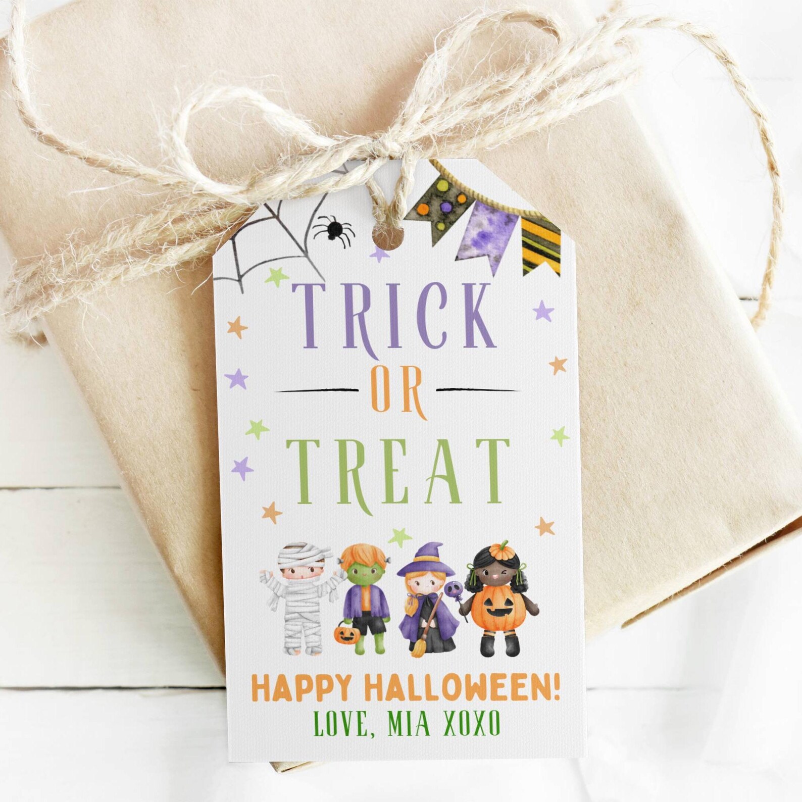 EDITABLE Happy Halloween Gift Tags Trick or Treat Favor Tags, Ghost ...