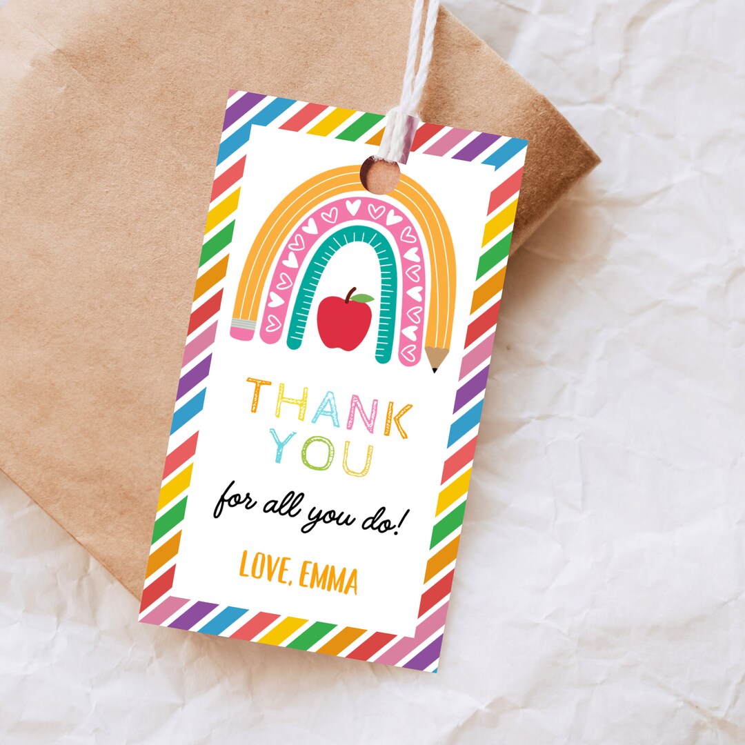 EDITABLE Teacher Appreciation Week Gift Tags Thank You Teacher Gift Tag ...