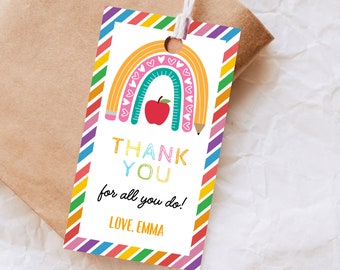 Editable Teacher Appreciation Week Gift Tags Thank You Teacher Gift Tag ...